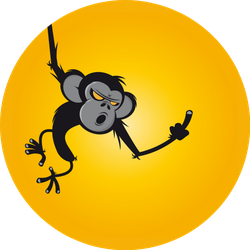Angry Ape Showing Middle Finger On Yellow Sticker
