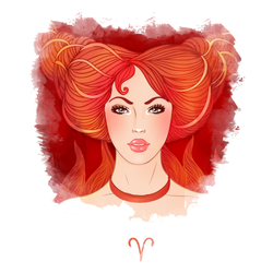 Aries Astrological Sign Red Watercolor Sticker
