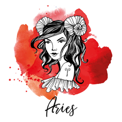 Aries Zodiac Sign Beautiful Illustration Sticker