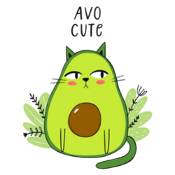 Avocado Cute Cat Illustration Sticker