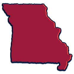 Maroon Missouri State Borders, Map Sticker