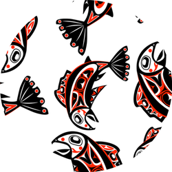 Native Salmon Alaska Seamless Pattern Sticker