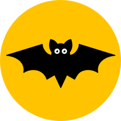 Cartoon Bat On Orange Background Sticker