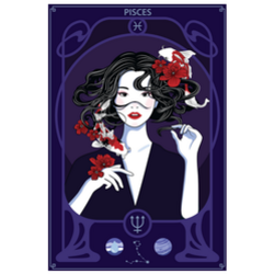 Beautiful Pisces Woman Horoscope Illustration Sticker