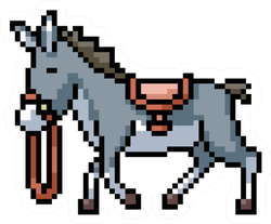 Pixel Art Donkey Cartoon Sticker
