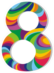 Tie Dye Number 8 Sticker