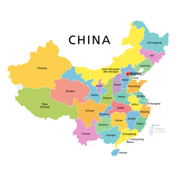 China, Political Map With Multicolored Provinces Sticker