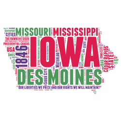 Iowa Usa State Map Lettering Sticker