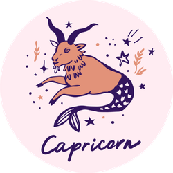 Capricorn Cute Astrological Illustration Pink Sticker