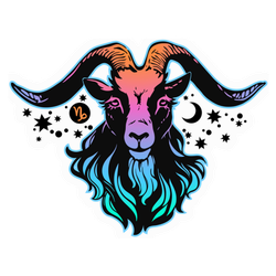Capricorn Goat Head In A Bright Multi Colored Sticker