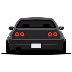 Cartoon Japan Tuned Car Isolated