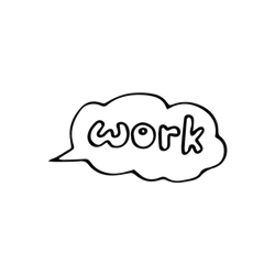 Hand Drawn Speech Bubble "Work" Sticker