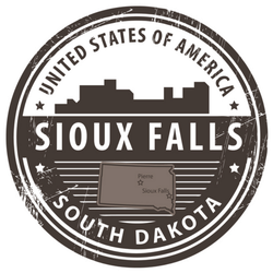Rubber Stamp With Name Of South Dakota, Sioux Falls Sticker