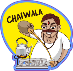 Chai Wala Cartoon Character Indian Tea Seller Sticker
