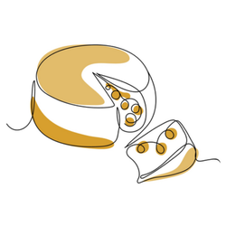 Cheese Wheel In Continuous Line Art Style Sticker