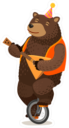 Circus Bear Riding Unicycle Sticker