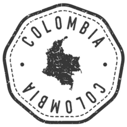Colombia Map Stamp Retro Postmark Sticker