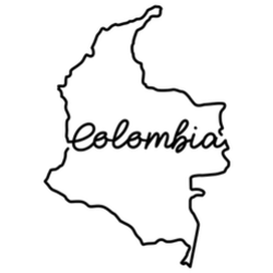 Colombia Outline Map Handwritten Lettering Sticker
