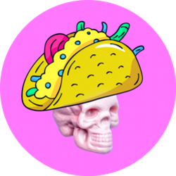 Contemporary Art Collage Tacos Skull Pink Sticker