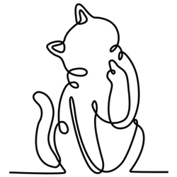Continuous Drawing Cat Middle Finger Sticker
