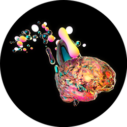 Creative Abstract Brain Exploding With Paint Art Sticker