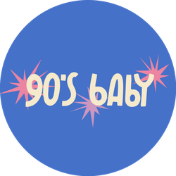 Cute 90's Baby Lettering On Blue Sticker