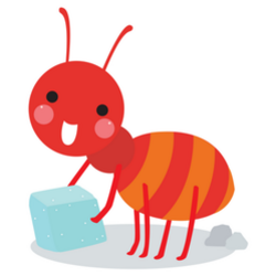 Cute Cartoon Ant With Ice Cube Sticker