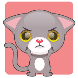 Cute Gray Kitten Angry Middle Fingers Sticker