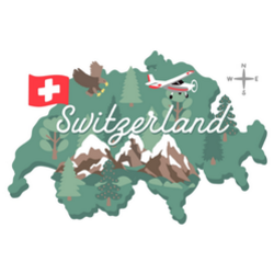 Cute Map Of Switzerland Landmarks Sticker