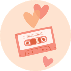 Cute Retro Cassette Mix Tape Hearts 90s Sticker