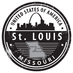 Rubber Stamp With Missouri, St. Louis Sticker