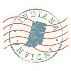 Indiana Stamp Postal Map Sticker