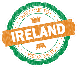 Welcome To Ireland Flag Stamp Sticker
