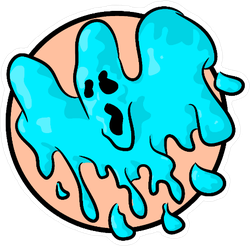 Teal Ghost Circle Sticker