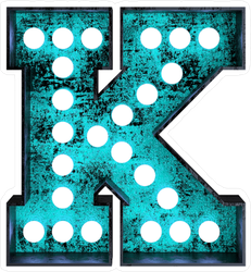 Fluorescent Blue Neon Font Letter K Sticker