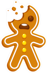 Bitten Cartoon Gingerbread Man Sticker