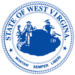 The State Seal Of West Virginia In Blue Sticker