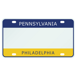 License Plate Philadelphia, Pennsylvania Illustration Sticker
