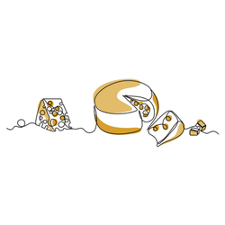 Cheese In Continuous Line Art With Holes Sticker