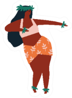 Hula Dancer Girl Illustration Sticker