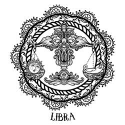 Detailed Libra Line Art Zentangle Tattoo Sticker