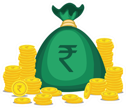 Rupee Gold Coins Money Bag Sticker