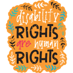 Disability Rights Are Human Rights Orange Sticker