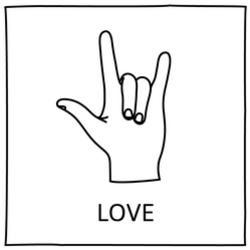 Doodle Love Icon Sign Language Sticker