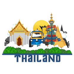 Travel Thailand Attraction Lettering Sticker