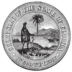 Seal Of Florida, Usa, Vintage Engraved Sticker