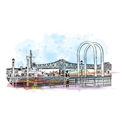 Landmark Of Baton Rouge Louisiana Watercolor Sticker