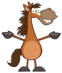 Smiling Horse Cartoon Sticker