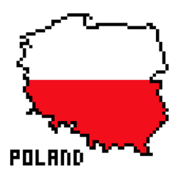8 Bit Pixel Art Poland Flag Map Sticker