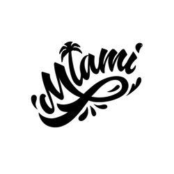 Miami Florida Handwritten Word With Palm Tree Sticker